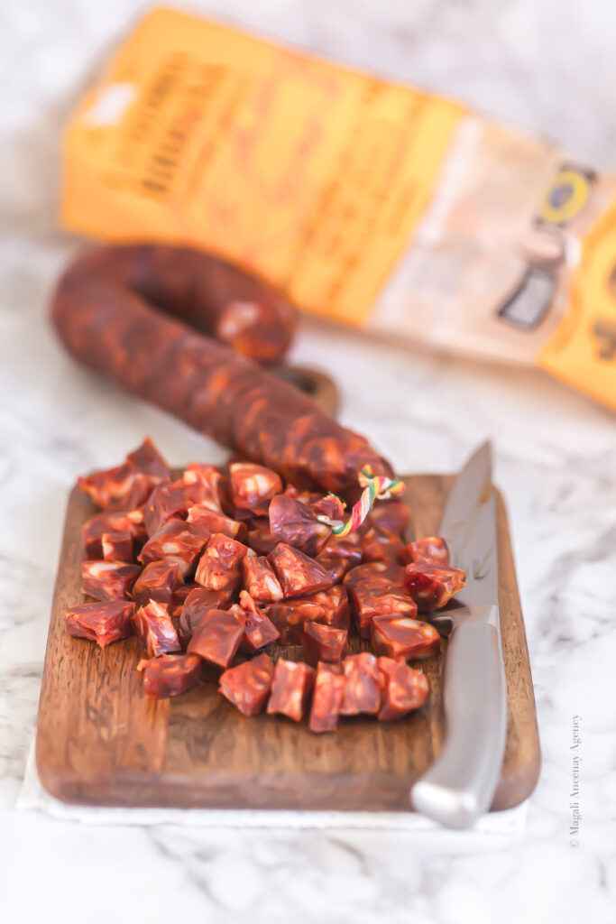 Rouget et coco de Paimpol au chorizo - Quatre Saisons Au Jardin
